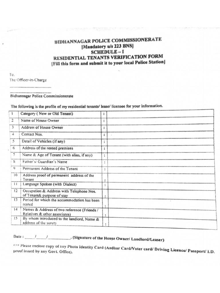 Police Verification Form | PDF