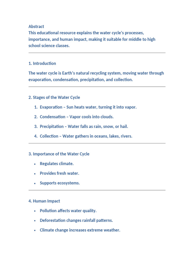 The Water Cycle Explained For Students | PDF