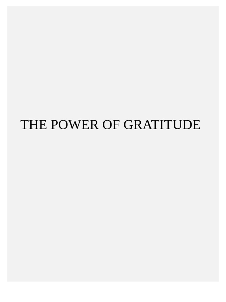Harnessing the Power of Gratitude | PDF | Gratitude | Psychological ...