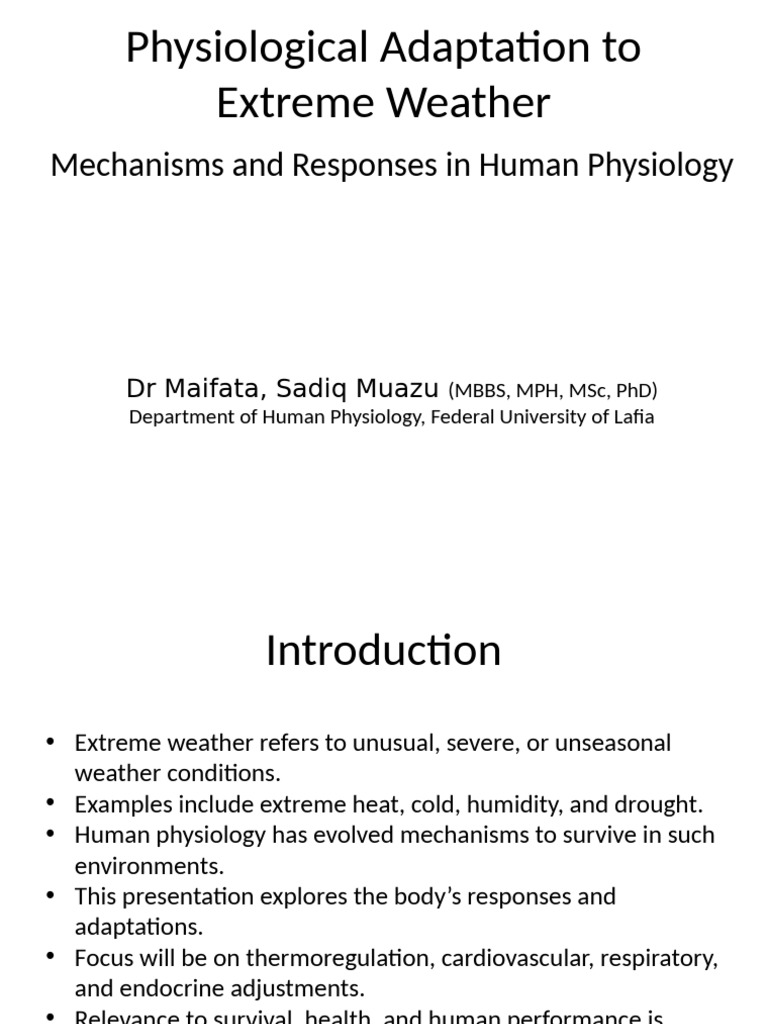 Physiological Adaptation To Extreme Weather DR Maifata | PDF ...