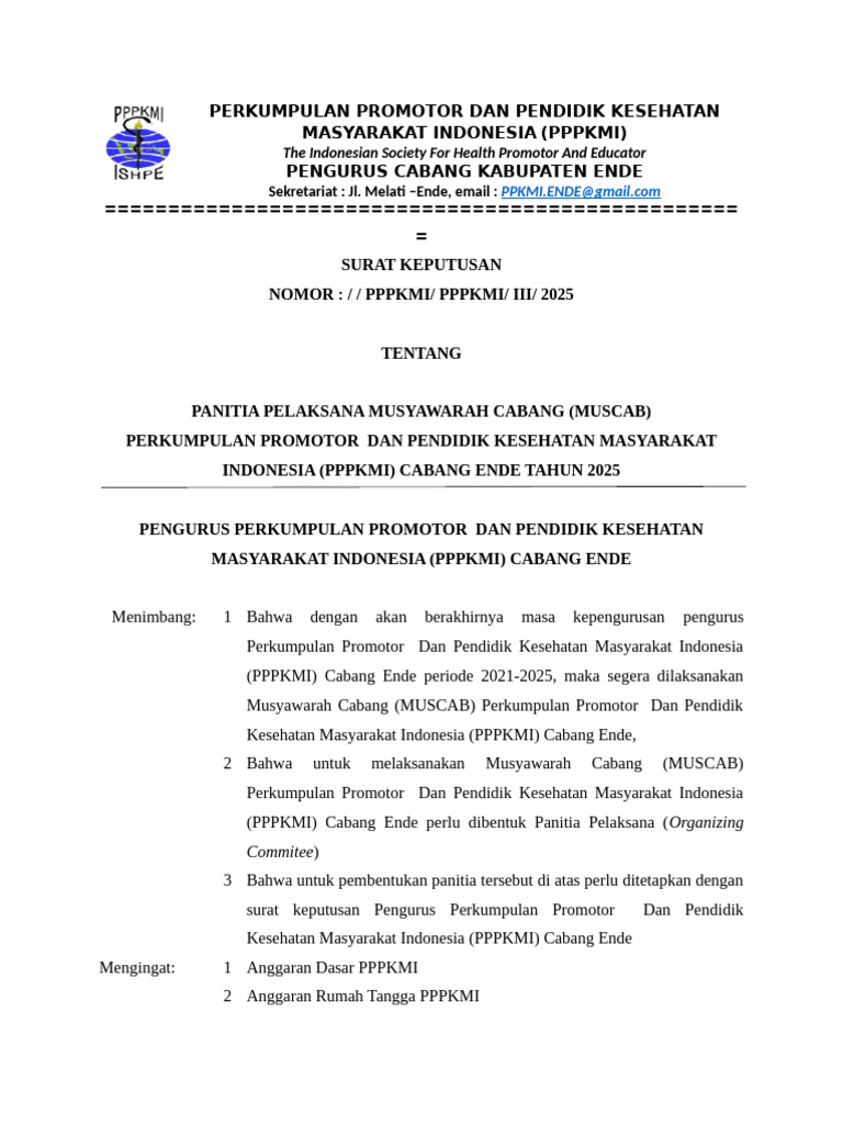Panitia MUSCAB PPPKMI Ende 2025 | PDF