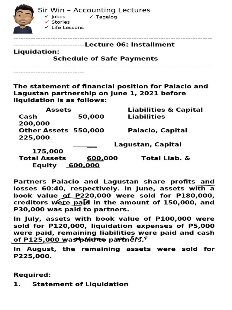 Lecture 06 Installment Liquidation Schedule of The Safe Payments | PDF