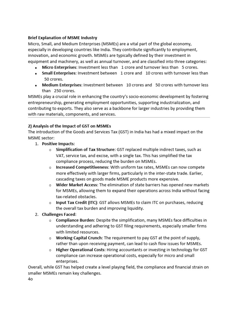 Brief Explanation of MSME Industry | PDF | Taxes | Value Added Tax