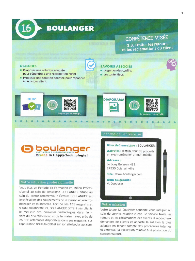 Boulanger - Traiter Les Retours Et Les Réclamations Du Client | PDF