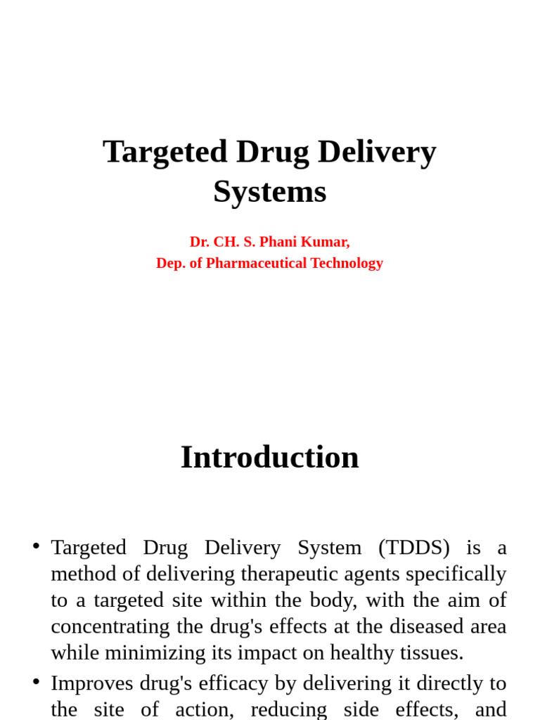 Targeted Drug Delivery Systems | PDF | Pharmaceutical Sciences ...