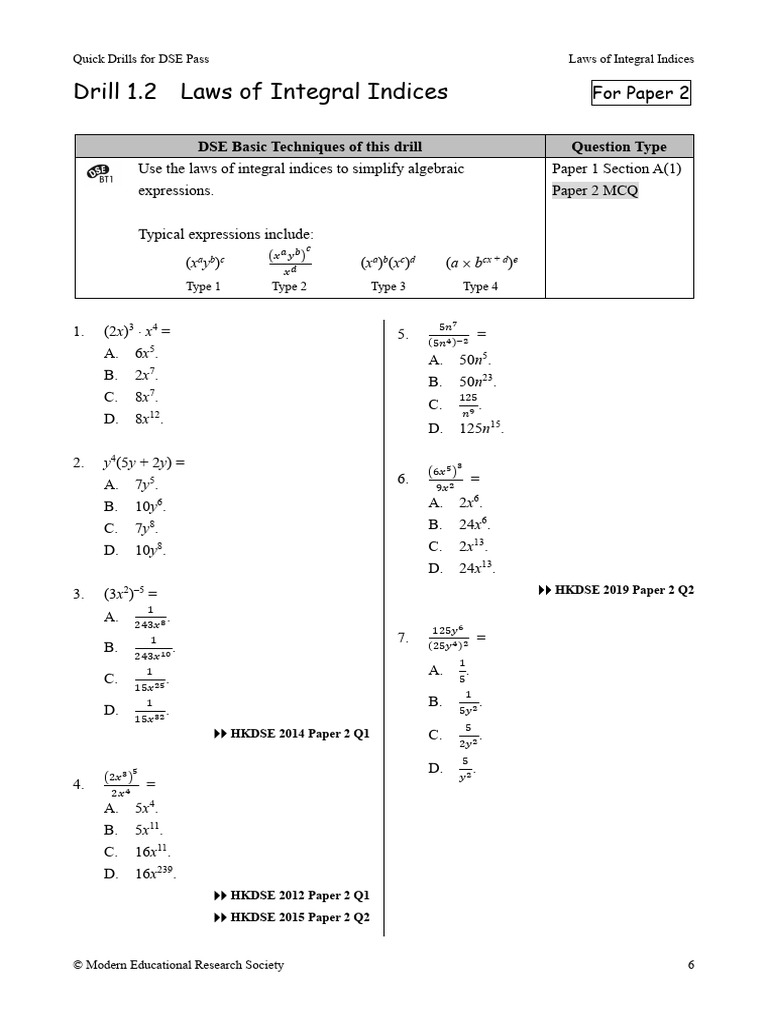 DSE Integral Indices Simplification Drills | PDF | Chess Theory | Chess ...