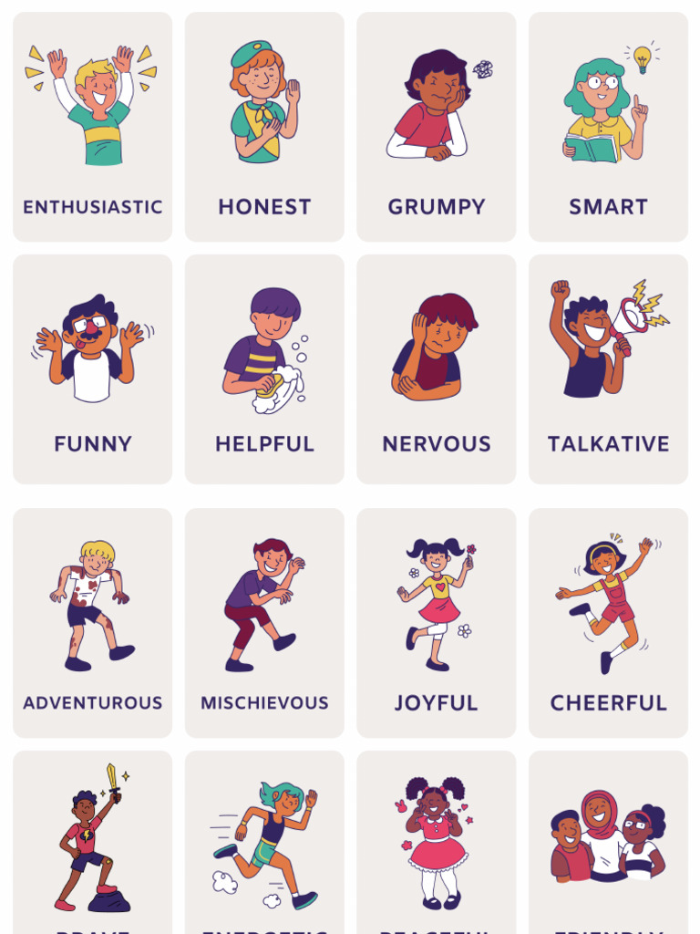 G6 Personality Adjectives English Flashcards | PDF