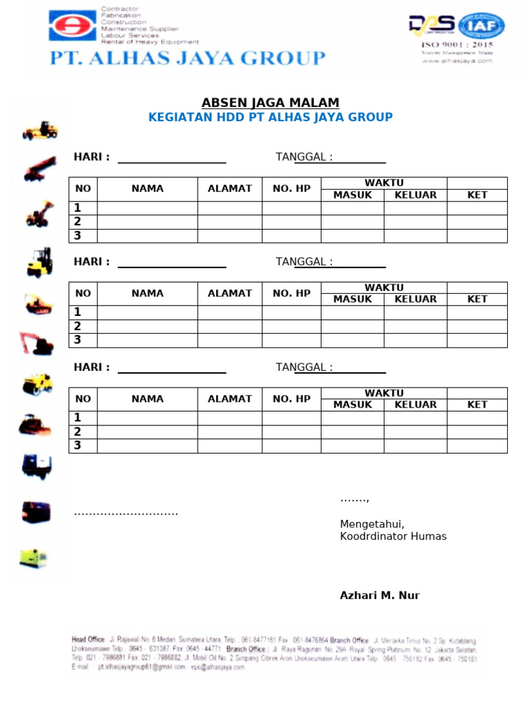 Absen Jaga Malam | PDF