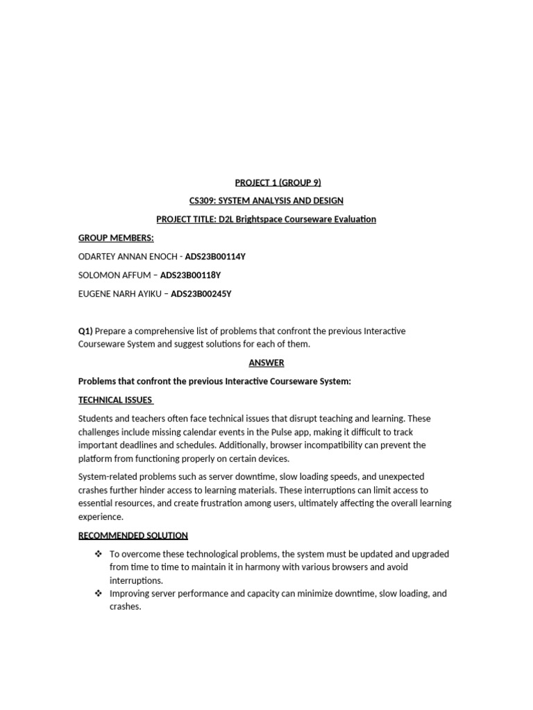 GROUP 9 Brightspace Courseware MAIN Project | PDF | Usability | Teachers