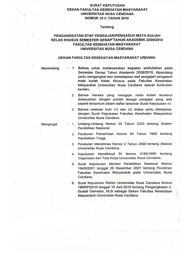 SK Dekan No. 15C Tahun 2010 | PDF