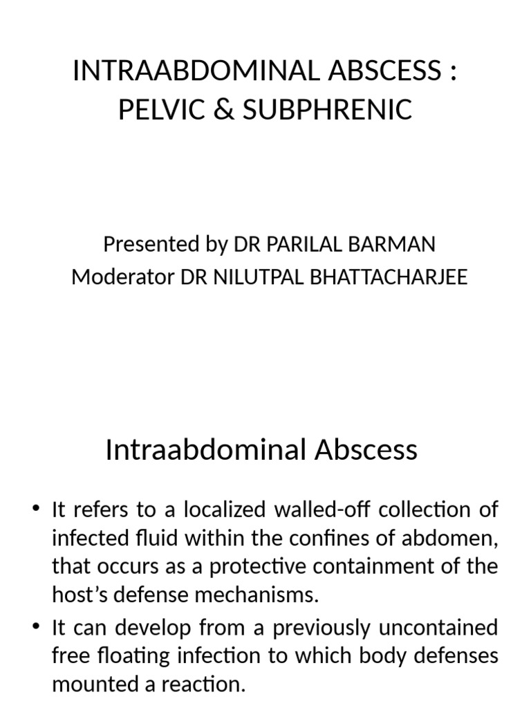 Intraabdominal Abscess Overview | PDF | Peritoneum | Liver