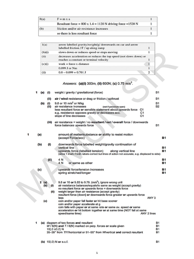 Physics Force Questions for Students | PDF