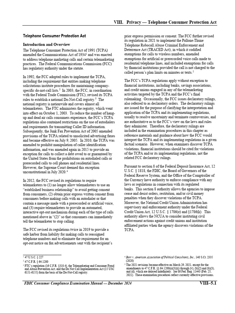 TCPA Compliance Guidelines for Financial Institutions | PDF | Federal ...