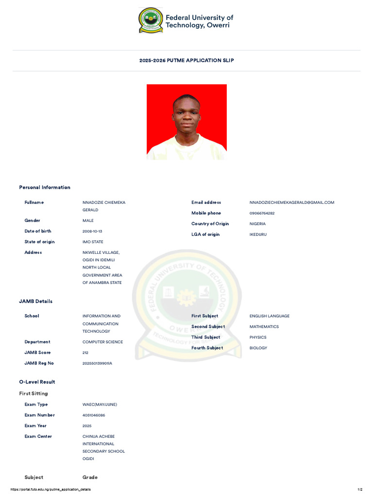 FUTO SM Core Portal - 111747 | PDF | Educational Stages