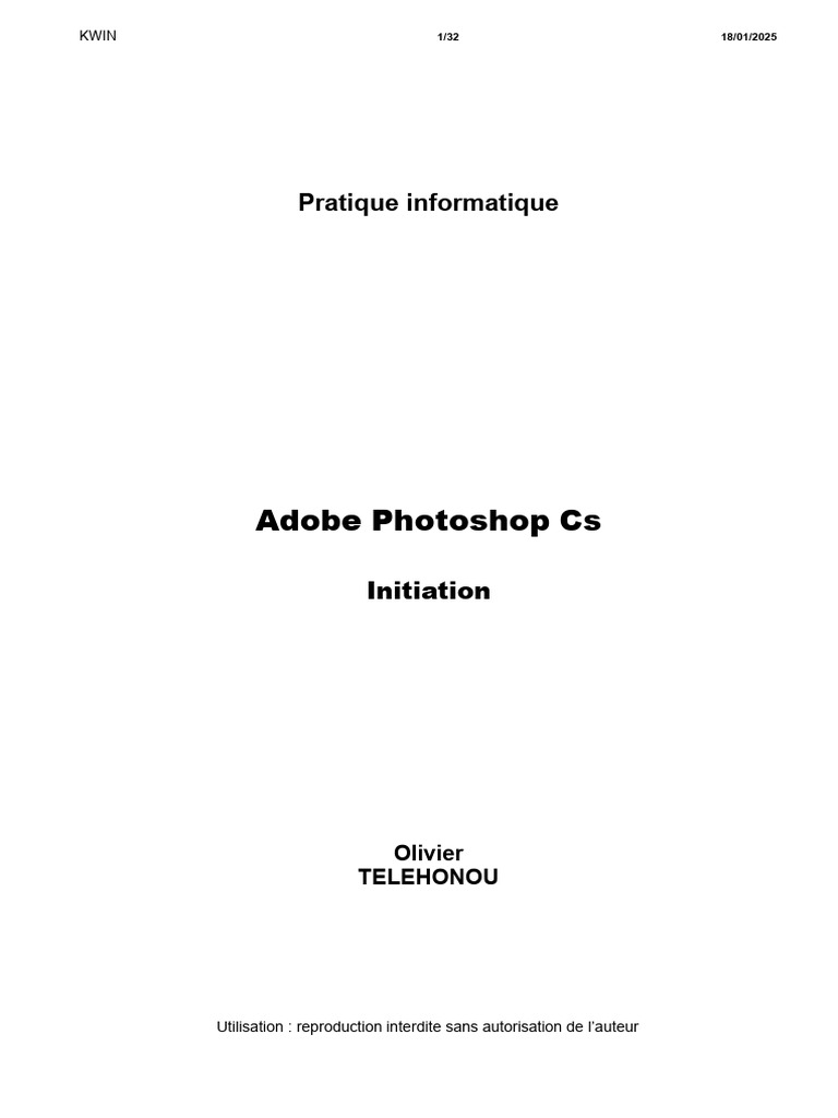TP1 Photoshop Initiation | PDF | Graphisme | Vision