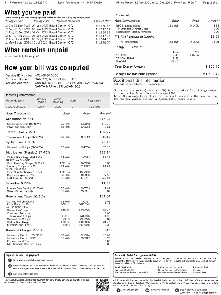 Meralco Bill Back | PDF