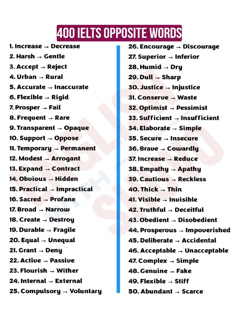 Useful Opposite Words | PDF