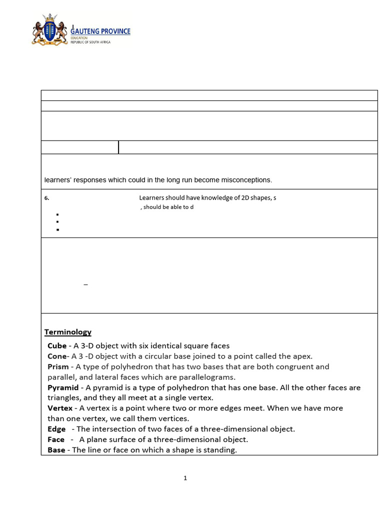 4th Final Combined Grade 6 Properties of 3d Ojects Lesson Plans Term 3 ...