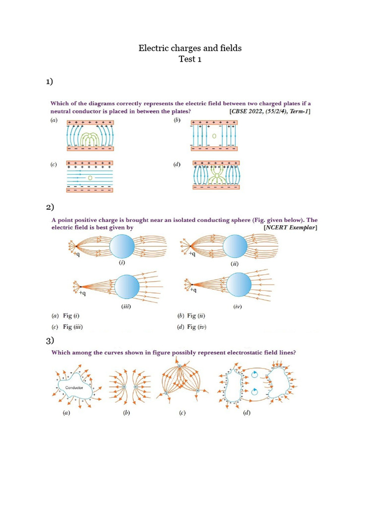 Electric Charges and Fields Test 1 | PDF