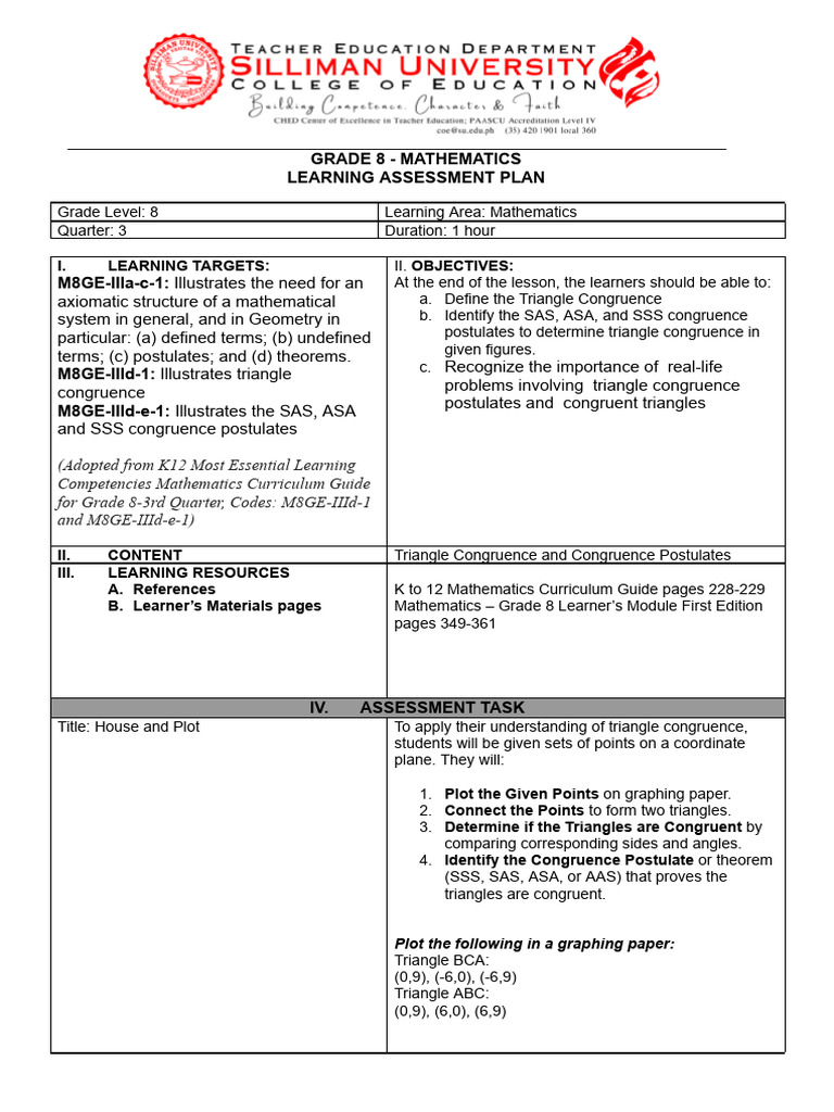 Learning Assessment Plan | PDF | Learning | Cognition