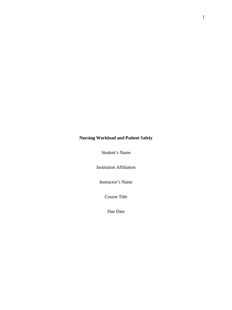 Nursing Workload and Patient Safety | PDF | Nursing | Patient Safety