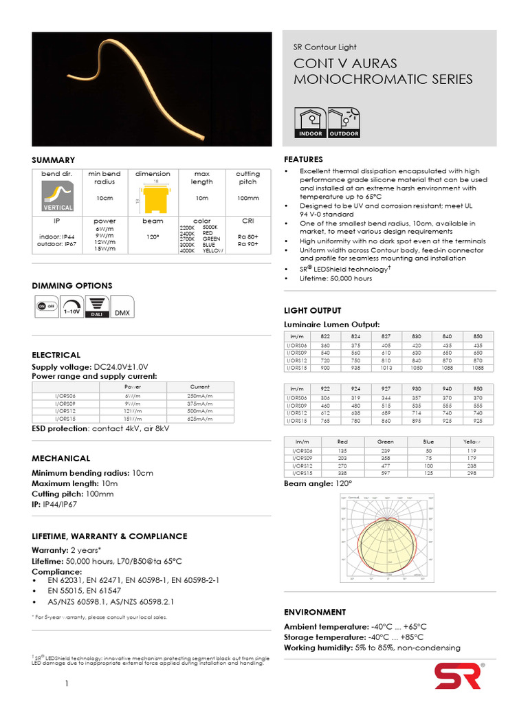 SR Contour Light Specifications Guide | PDF | Mechanical Engineering ...