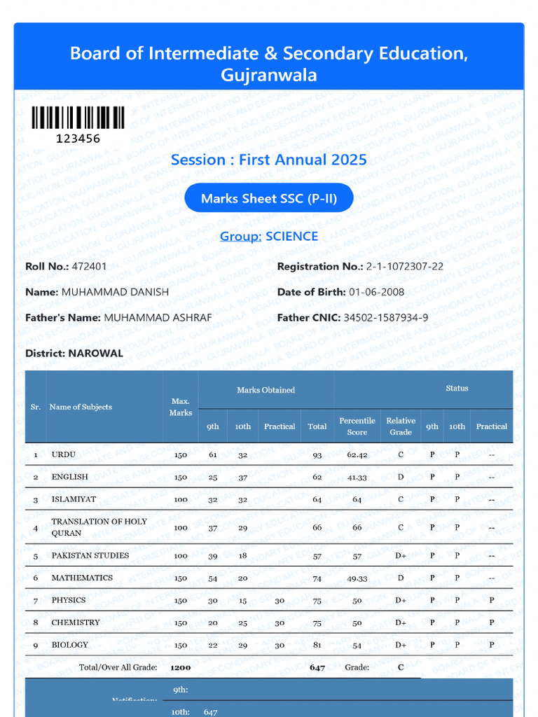 Result Card | PDF