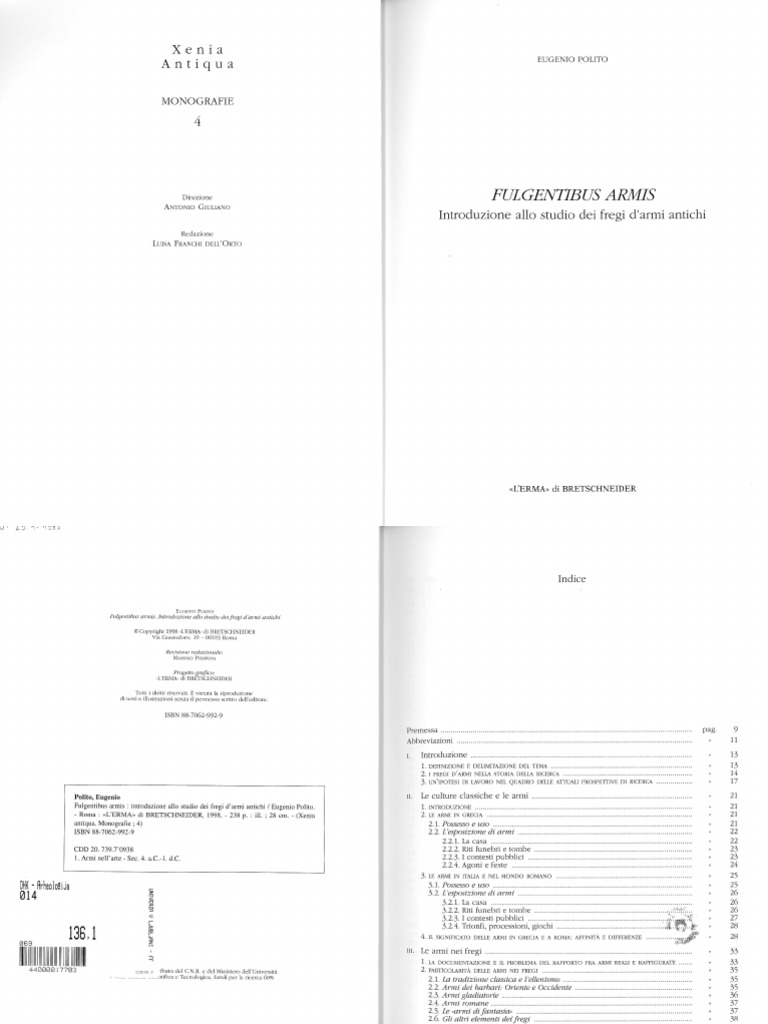 15-0012 Polito, E. 1998, Fulgentibus Armis. Introduzione Allo Studio Dei Fregi Da Armi Antichi | PDF