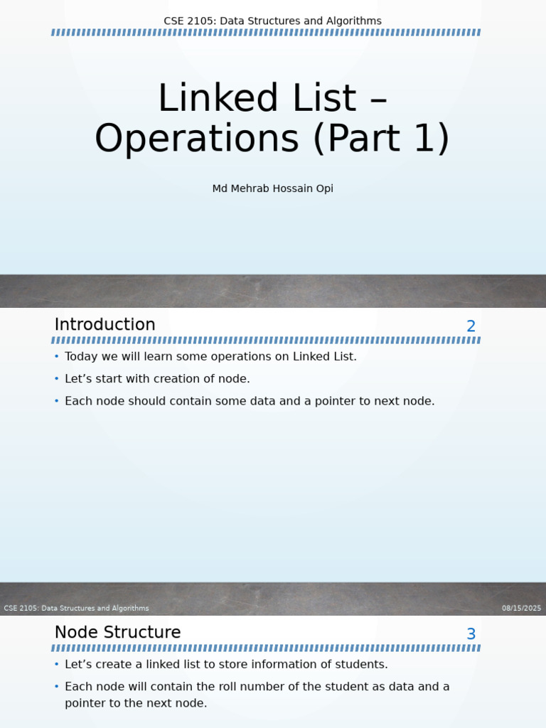 Lecture 2 - Linked List | PDF | Pointer (Computer Programming) | Software Development