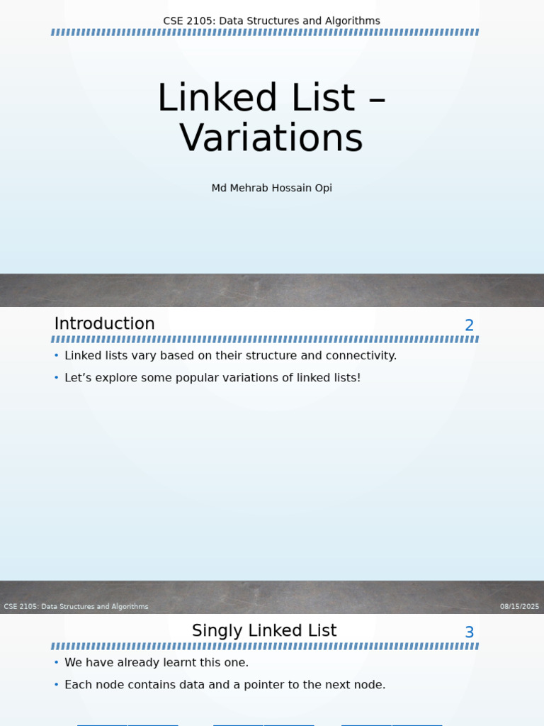 Variations of Linked Lists Explained | PDF | Information Technology ...