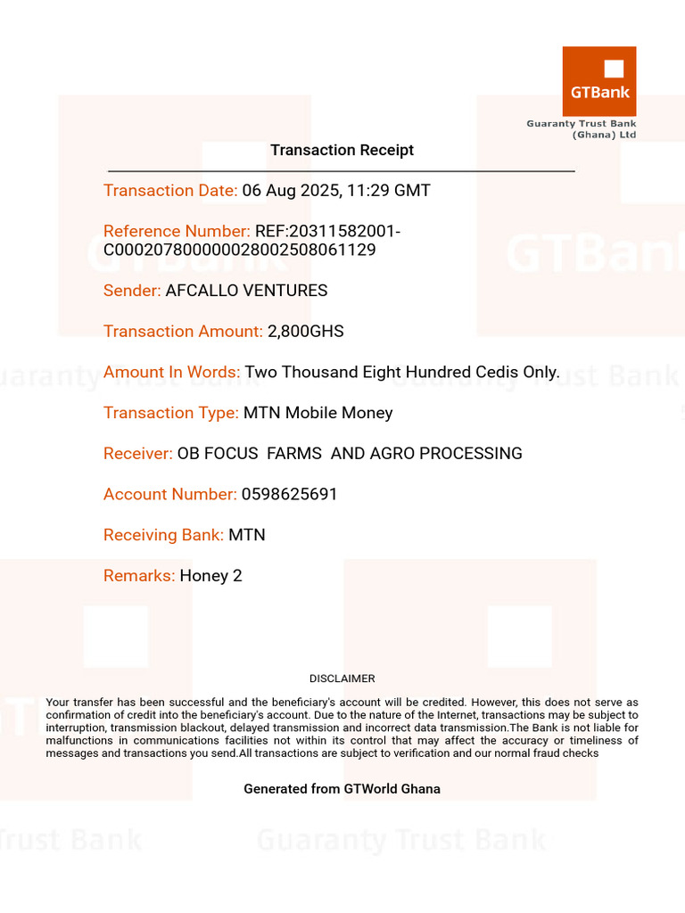 GTWorld Ghana - Transaction Receipt | PDF