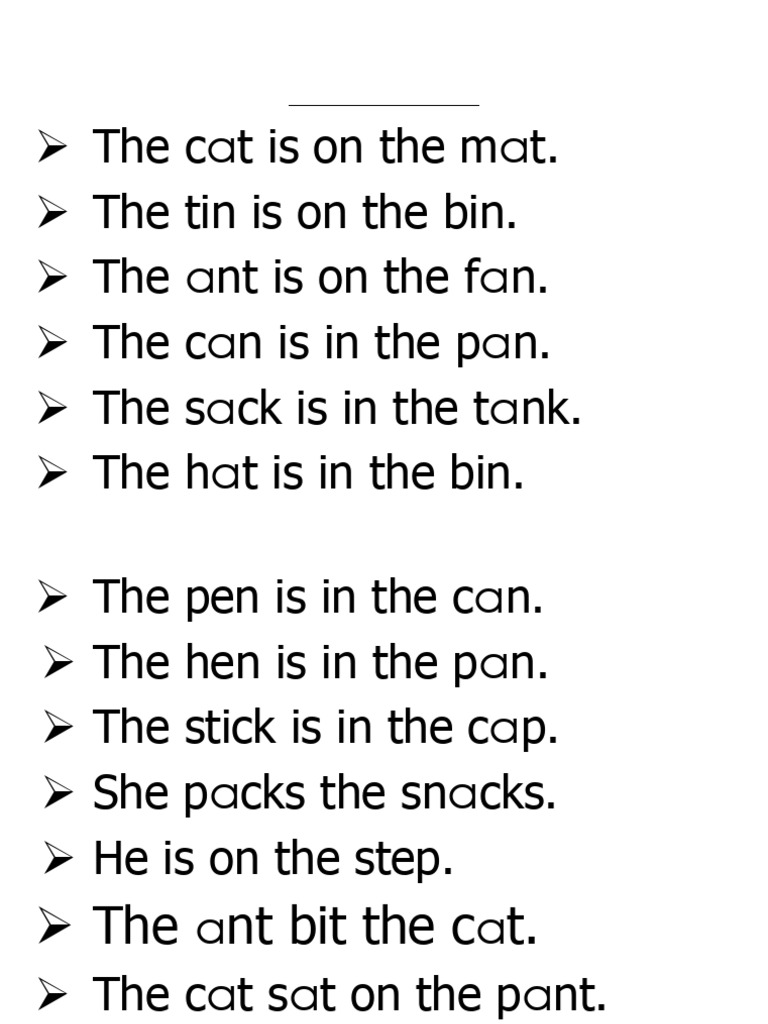 Reading Words and Sentences. | PDF