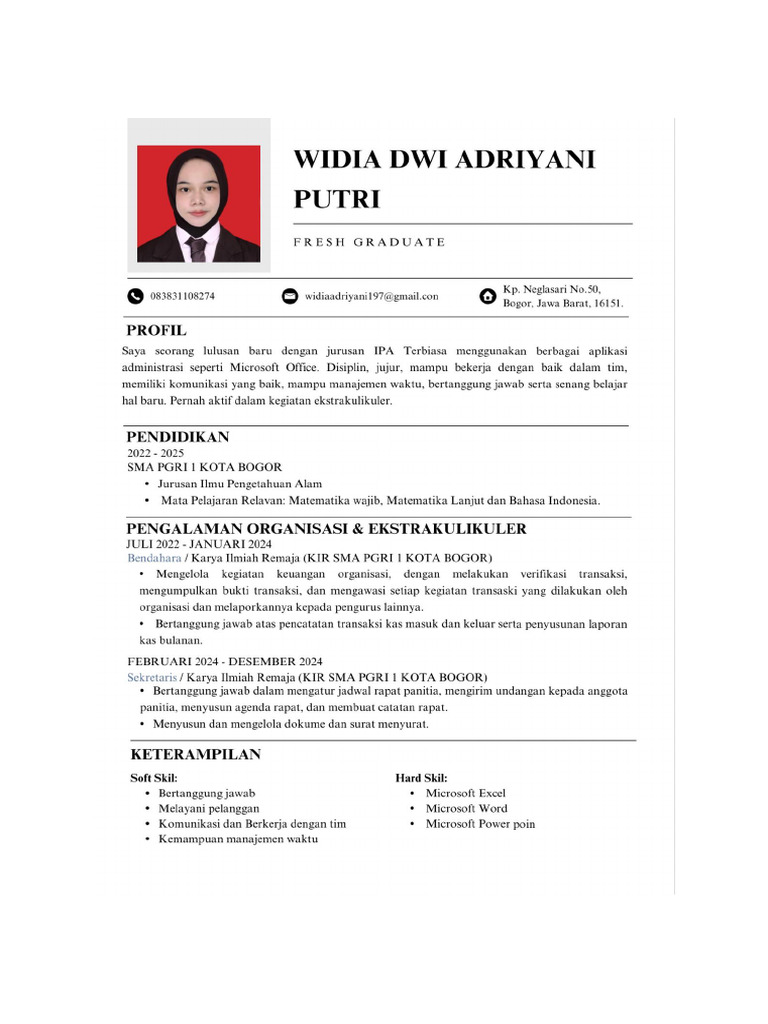 CV Widia Dwi | PDF