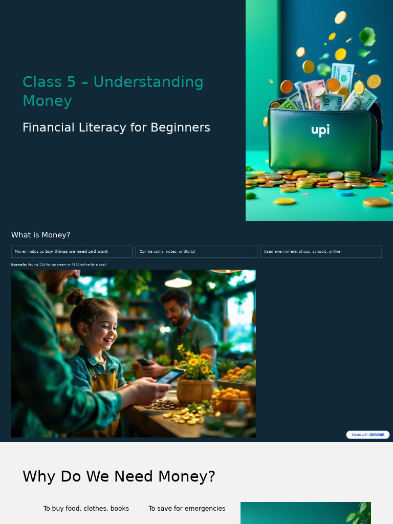 Grade 5 Financial Literacy: Understanding Money | PDF