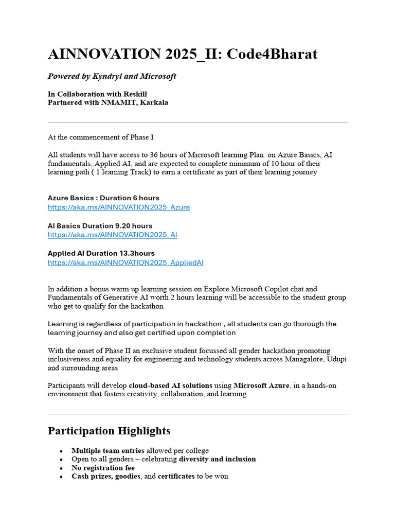 Guidlines For Students Code4Bharat | PDF