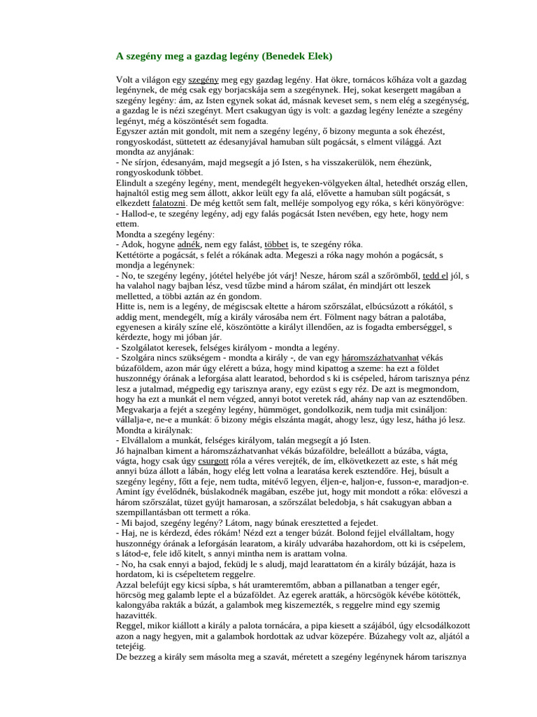 A Szegény Meg A Gazdag Legény | PDF
