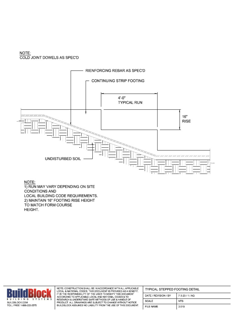 3.019 Typical Stepped Footing Detail | PDF
