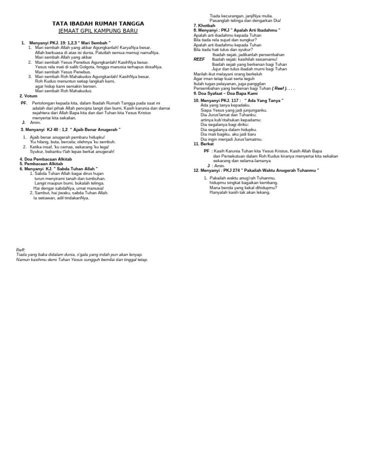 Tata Ibadah Rumah Tangga | PDF