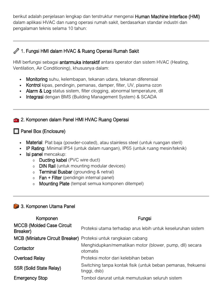 HMI dalam HVAC untuk Ruang Operasi | PDF