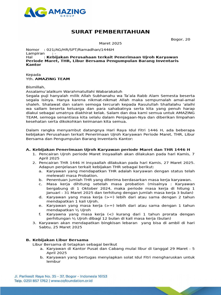 Surat Edaran Ramadhan 1446 H | PDF