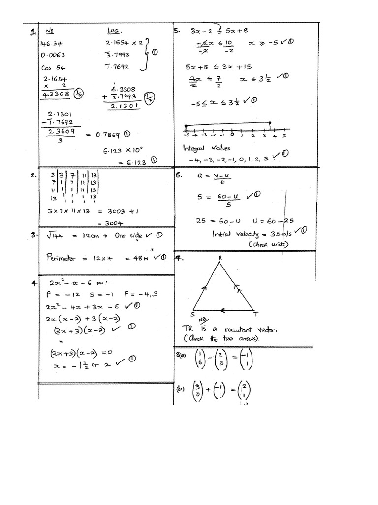 Maths Form 3 Paper 2 Marking Scheme | PDF