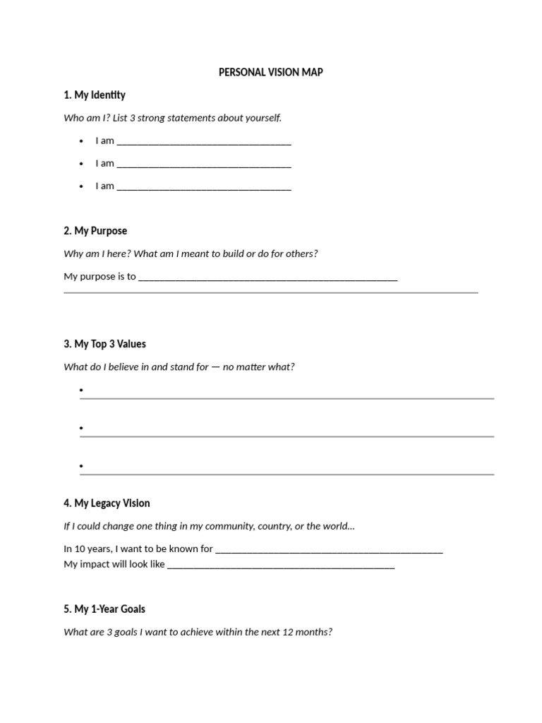 Personal Vision Map For Stundent | PDF
