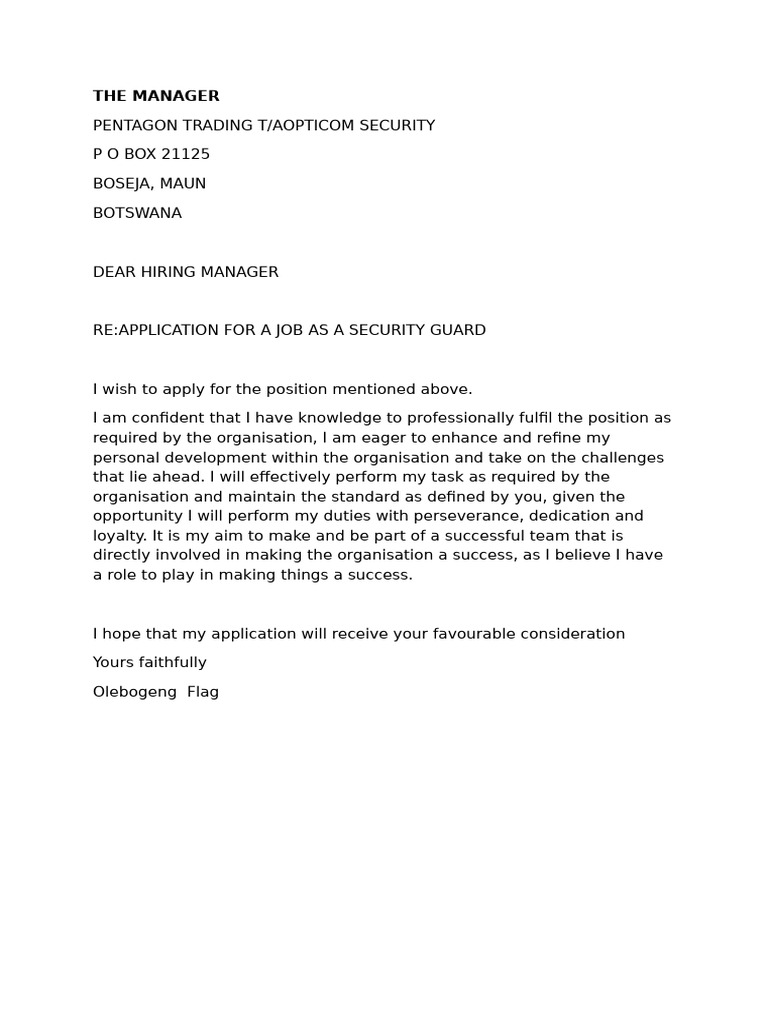 Job Application for Security Guard Position | PDF