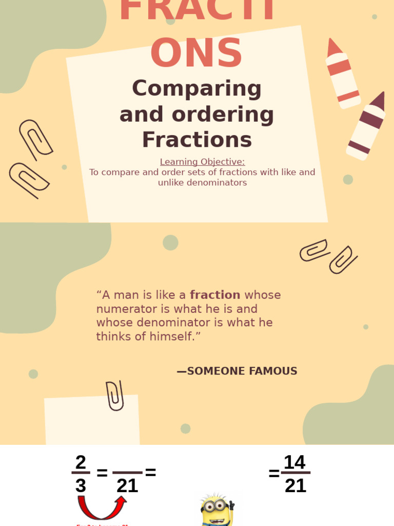 Ordering & Comparing Fractions | PDF | Algebra | Mathematical Concepts