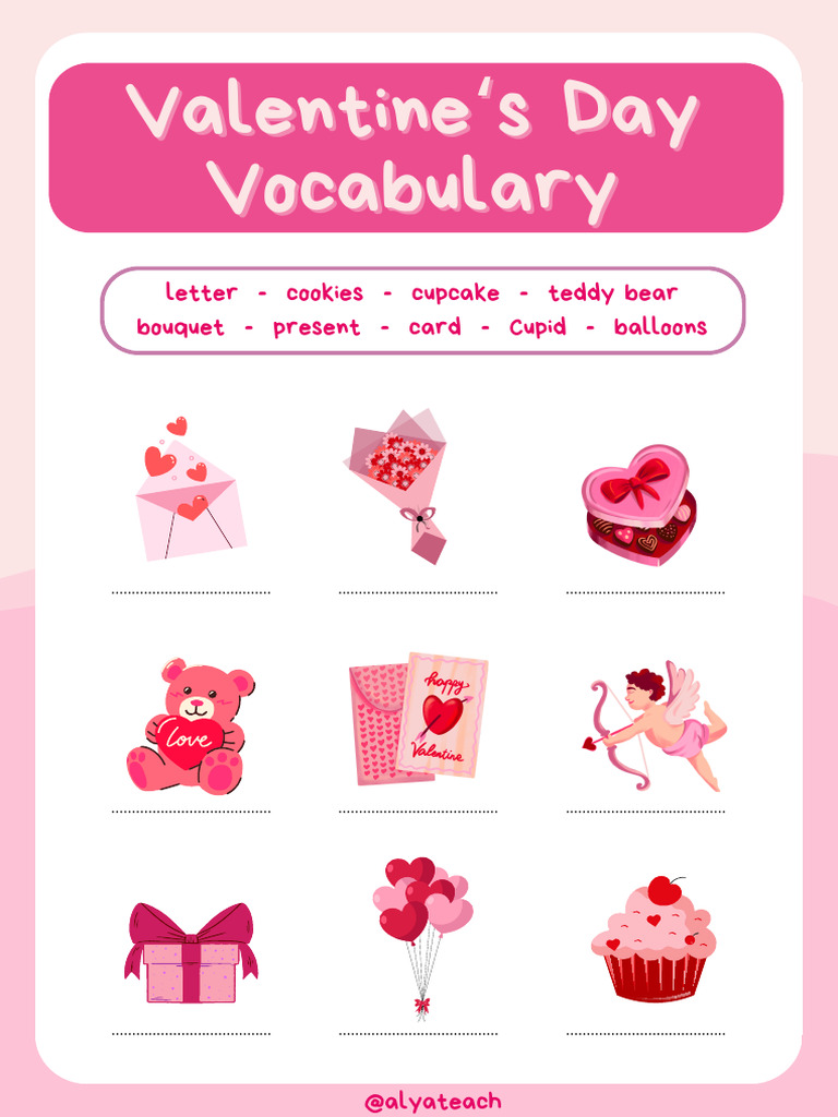 Valentine's Day Vocabulary List | PDF