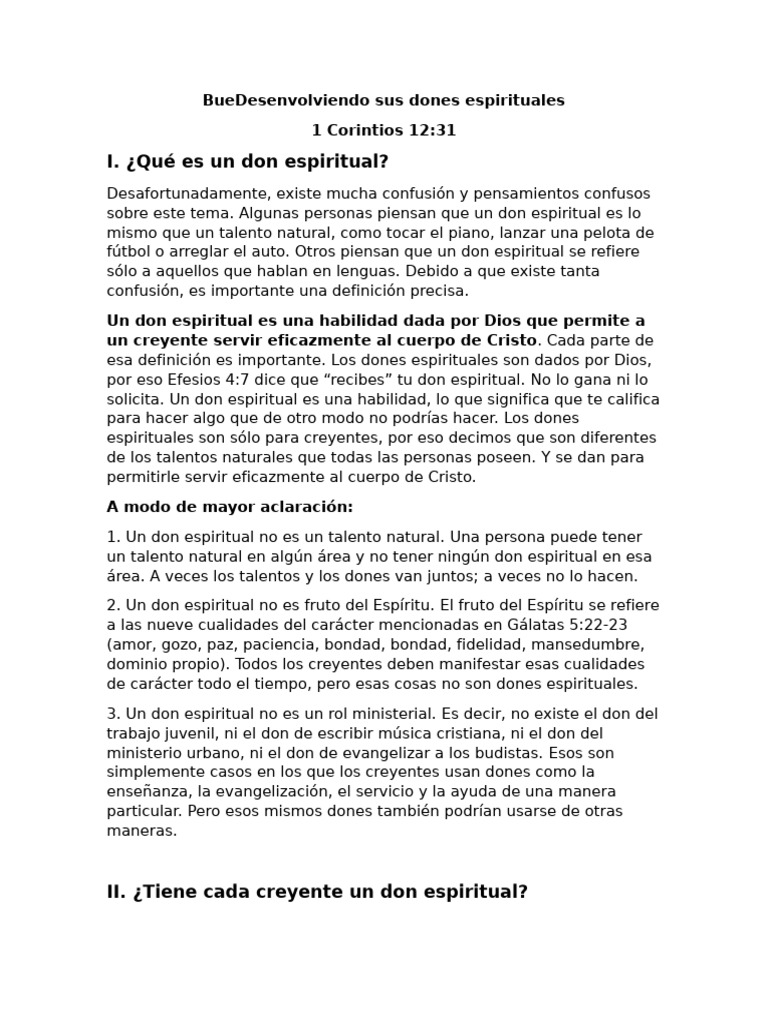 Descubre tus dones espirituales | PDF | Don espiritual | Fruto Del ...