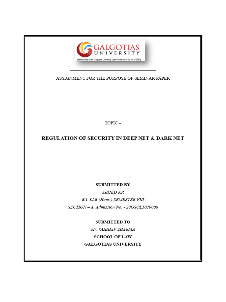 Regulation of Deep Net & Dark Net Security | PDF