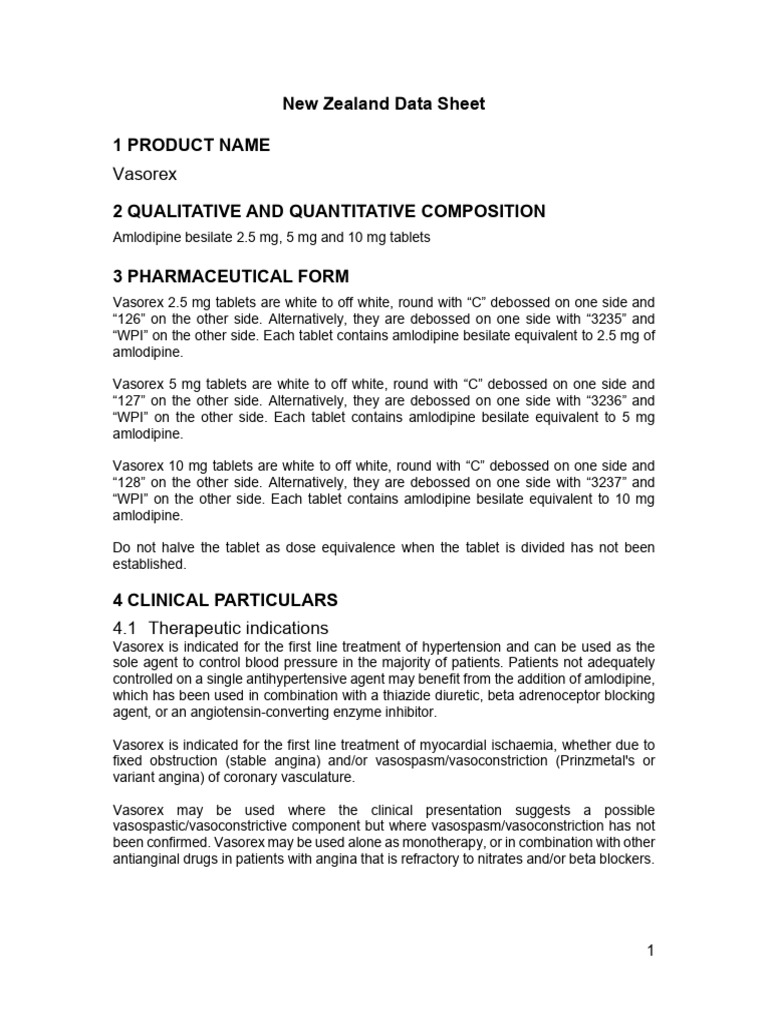 Amlodipine Product Data Sheet | PDF | Pharmacokinetics | Dose ...