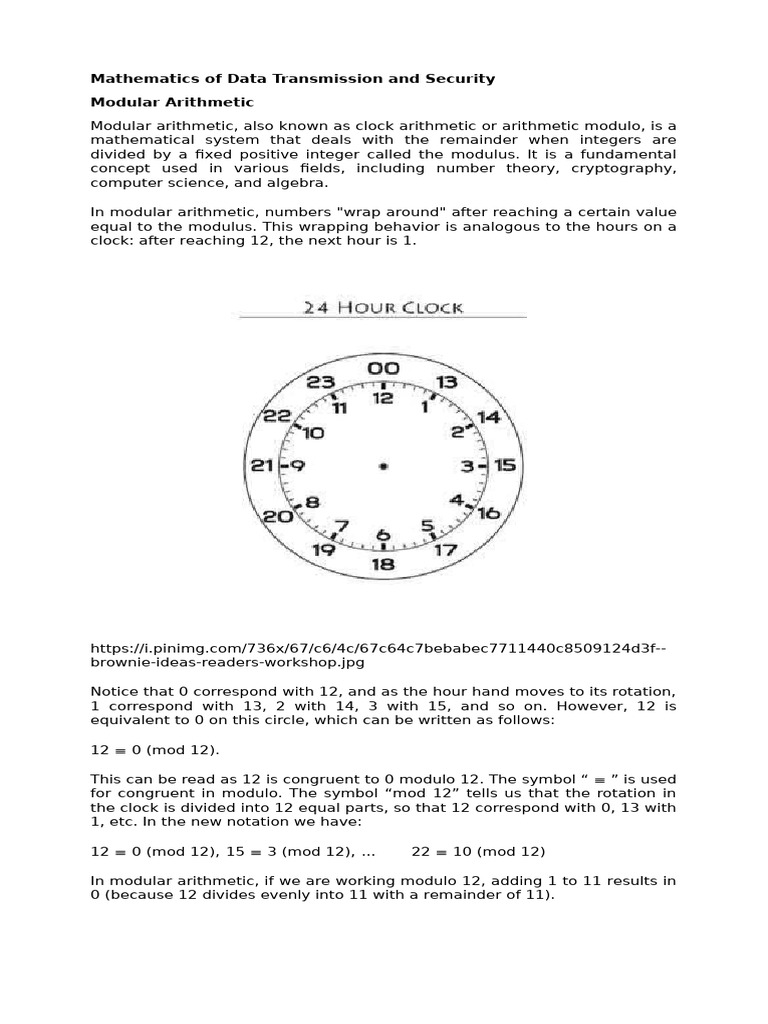Modular Arithmetic in Cryptography | PDF | Encryption | Key (Cryptography)