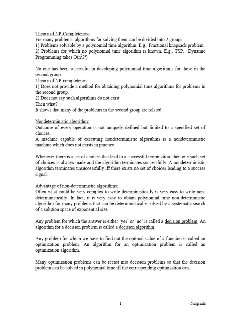 Understanding NP-Completeness Theory | PDF | Time Complexity ...